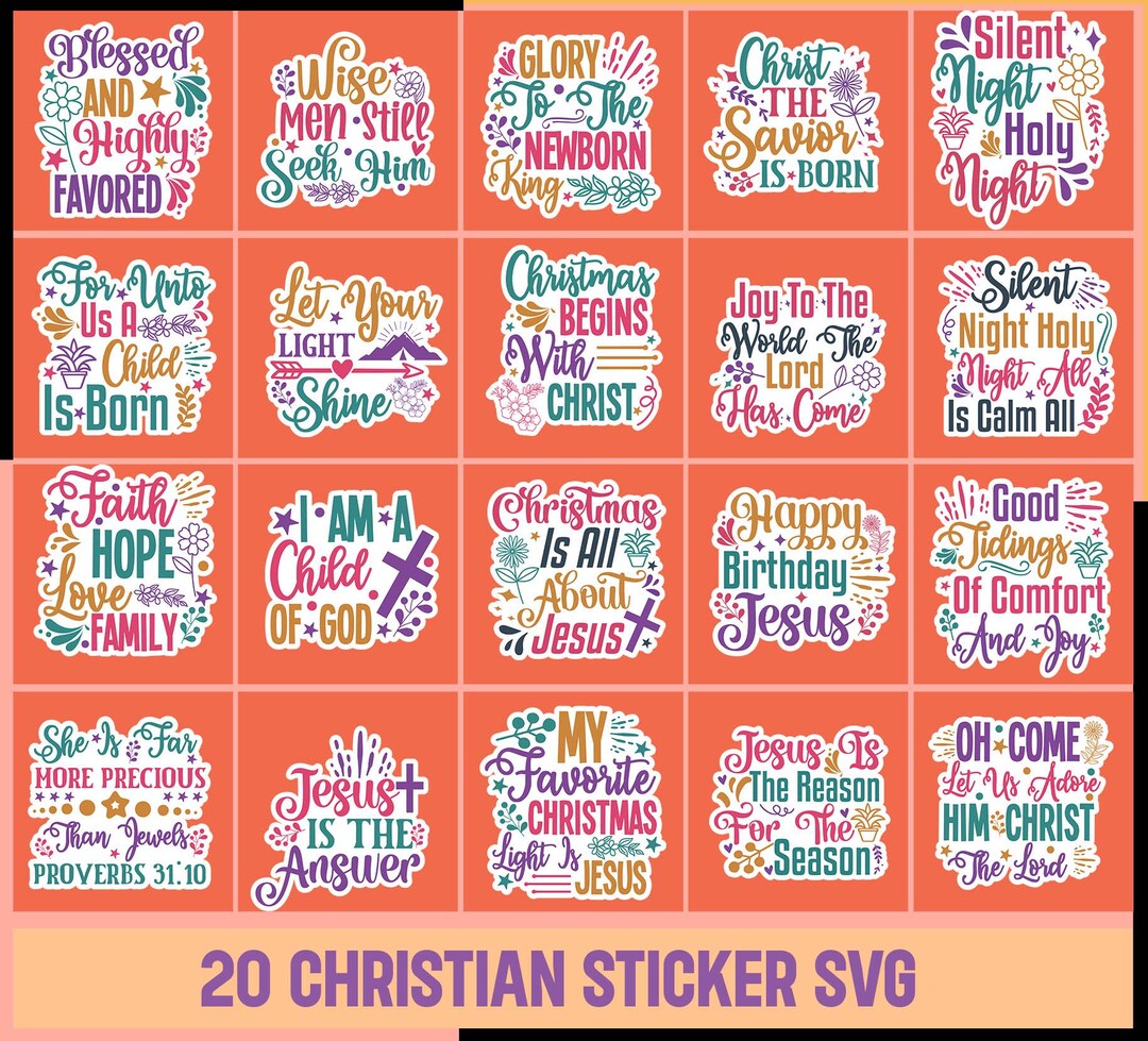 Boho Christian Stickers SVG PNG Bundle: Religious Bible Verse (digital ...