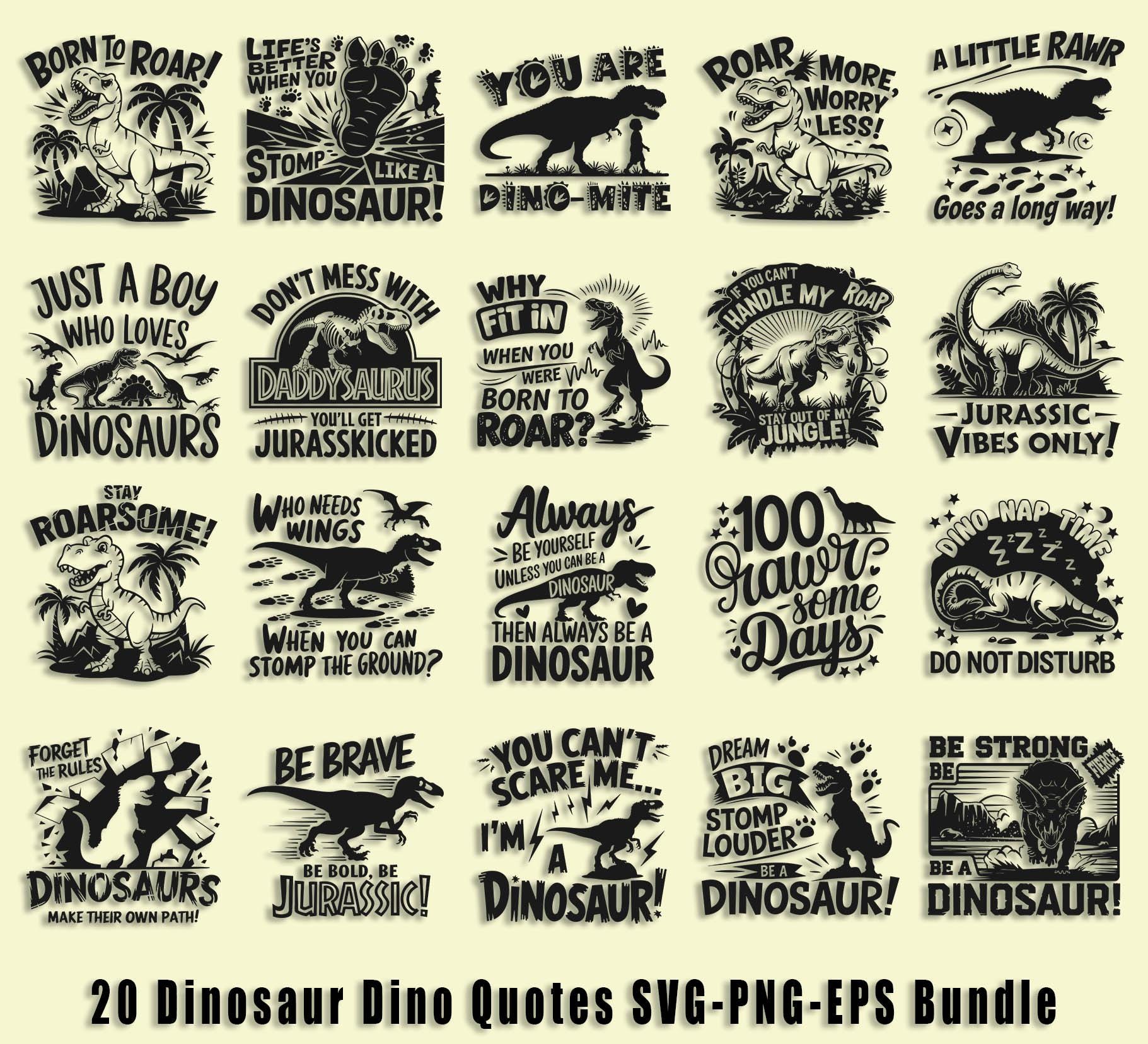 Funny Dinosaur Quotes SVG Bundle: Dino Lover Designs (digital Download ...