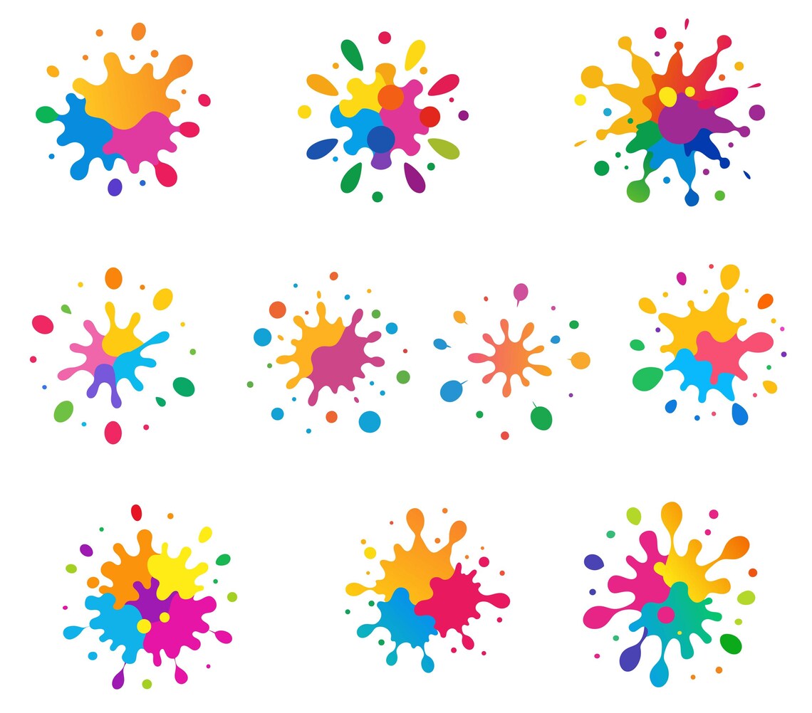 Multicolor Paint Splatter SVG Bundle, Paint Splats Svg Files, Paint Svg ...
