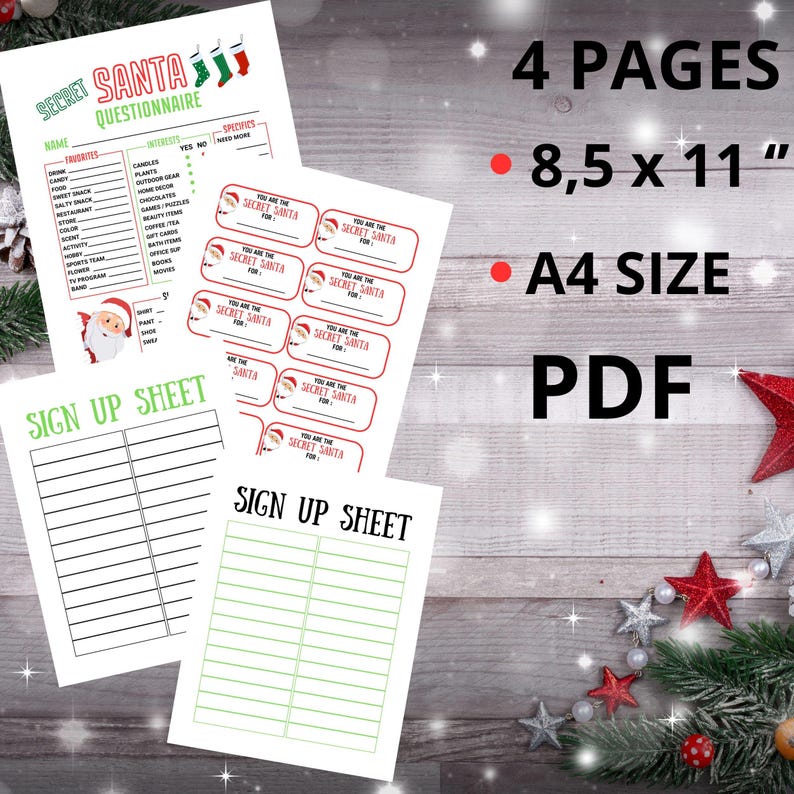 Secret Santa Gift Questionnaire | Secret Santa Survey|gift Exchange ...