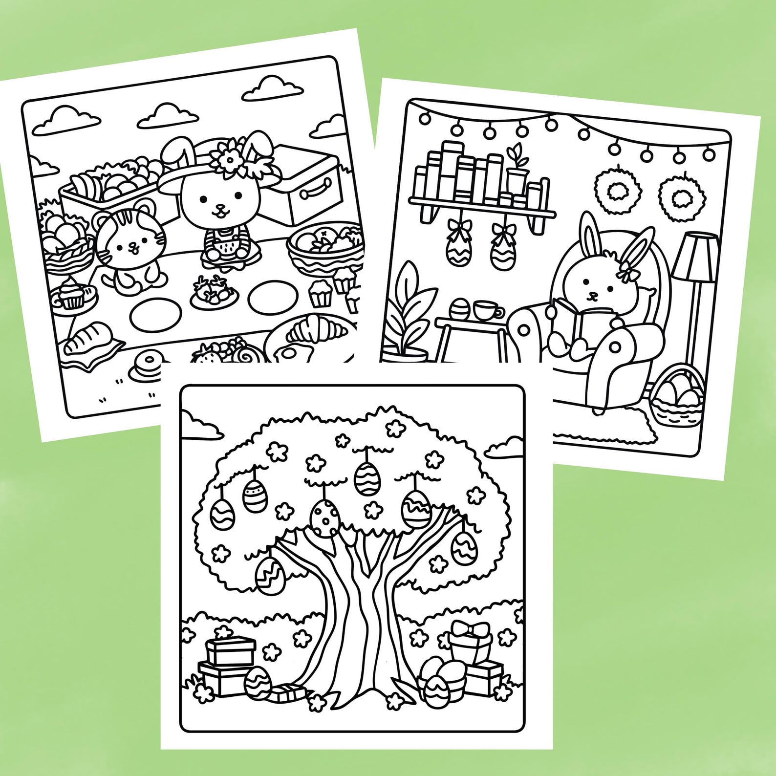 Cozy Scene Coloring Pages| Easter Coloring Pages|bold and Easy Coloring ...