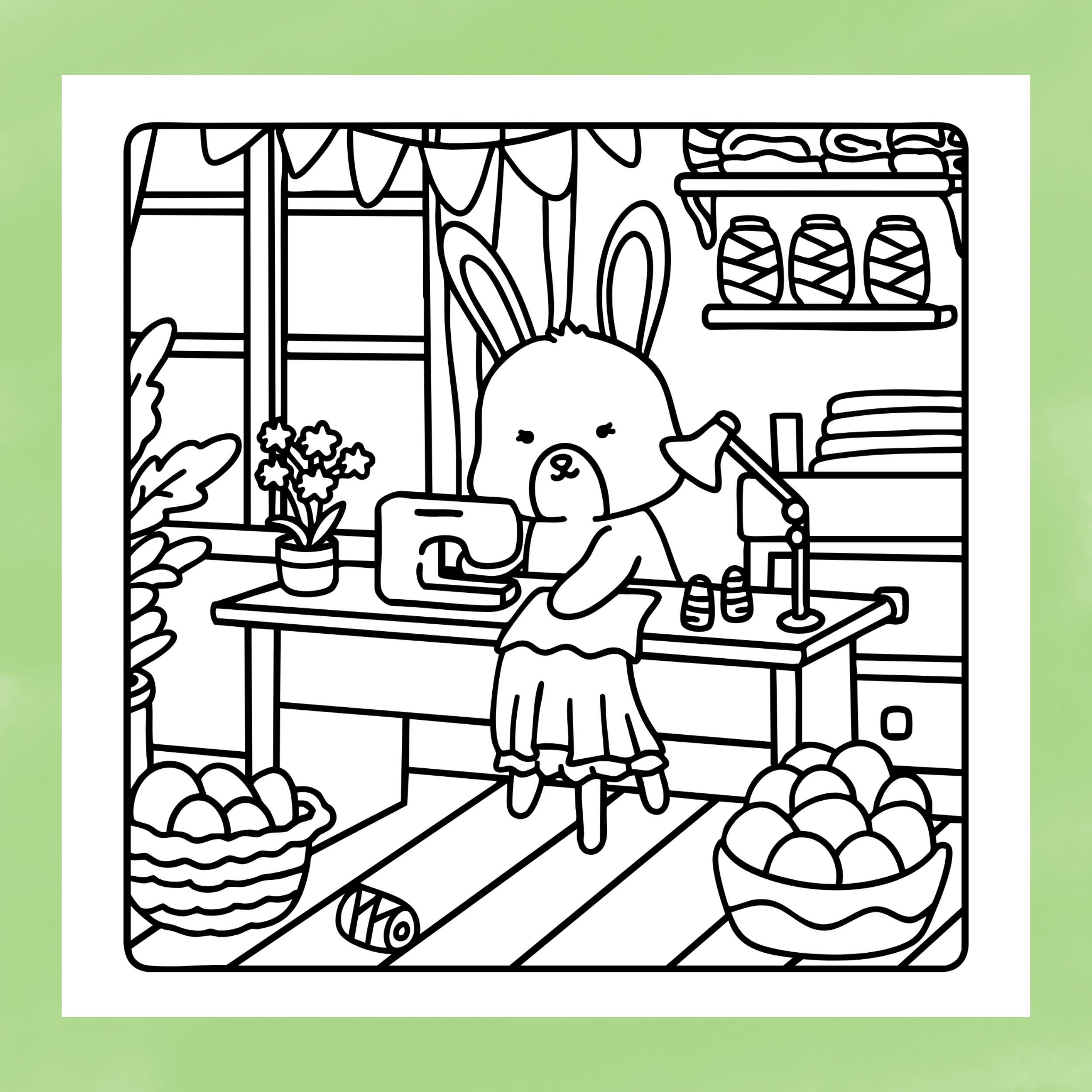 Cozy Scene Coloring Pages| Easter Coloring Pages|bold and Easy Coloring ...