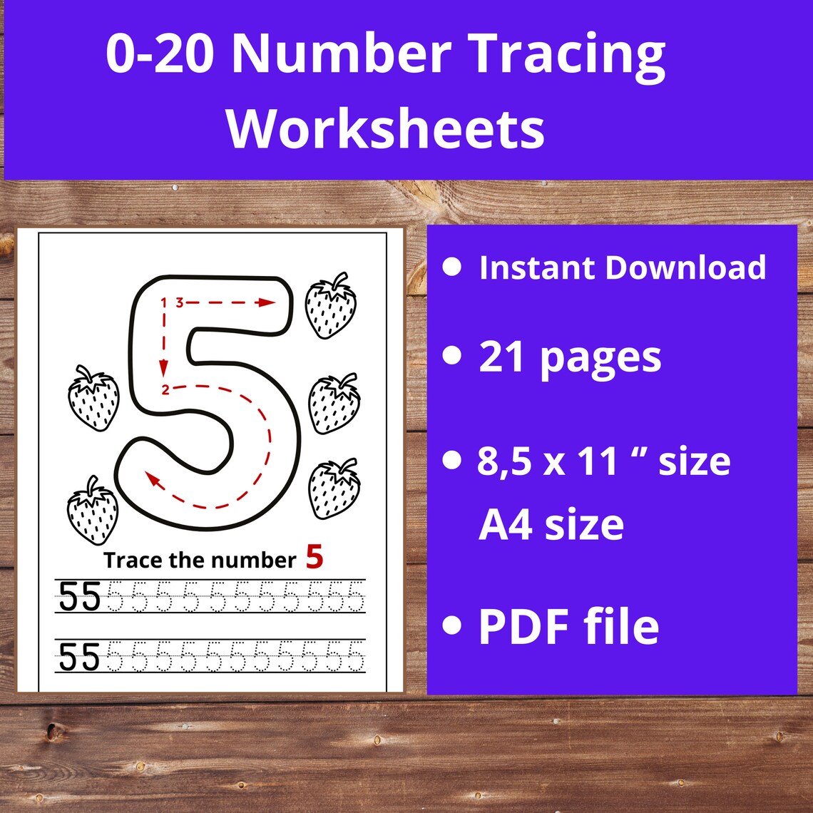 0- 20 Number Tracing Worksheets | Preschool Kindergarten Homeschool ...