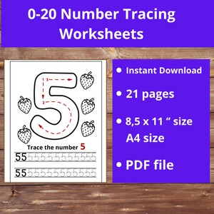 0- 20 Number Tracing Worksheets | Preschool Kindergarten Homeschool ...
