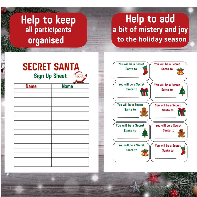 Secret Santa Wish List Download| Secret Santa Survey| Family Christmas ...