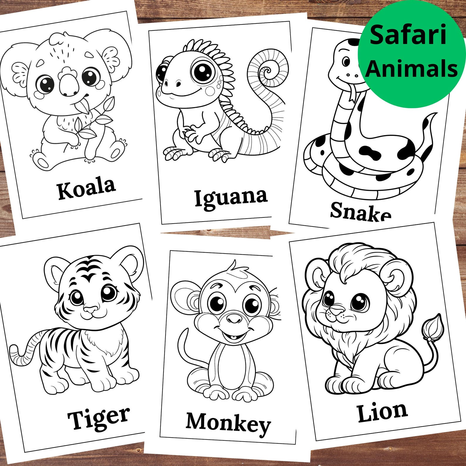 Jungle Safari Animals Coloring Book| Printable Zoo Animals Coloring ...