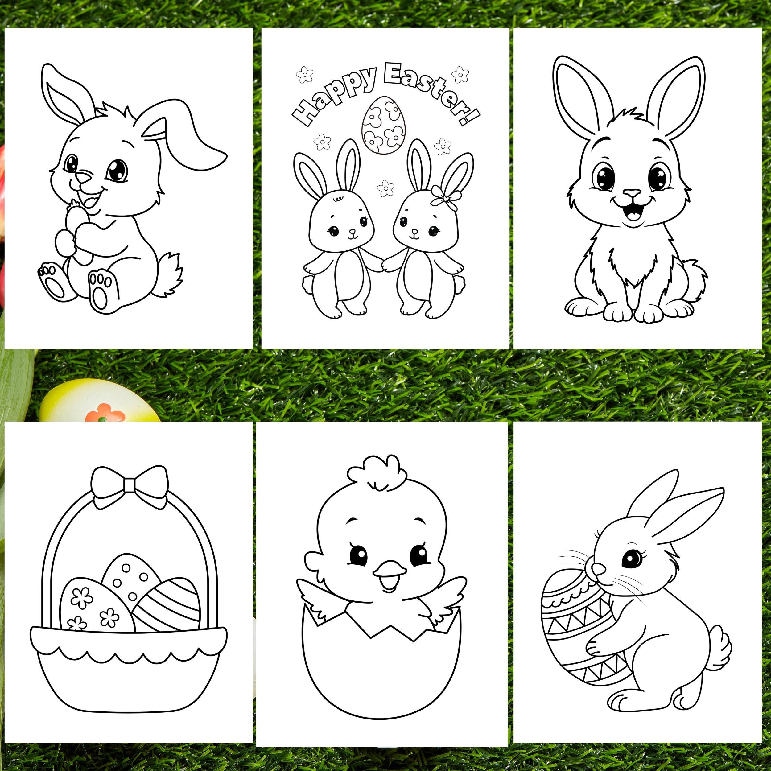 Easter Easy Coloring Pages for Kids Toddlers Preschoolers| Simple ...