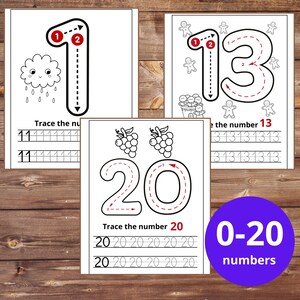 0- 20 Number Tracing Worksheets | Preschool Kindergarten Homeschool ...