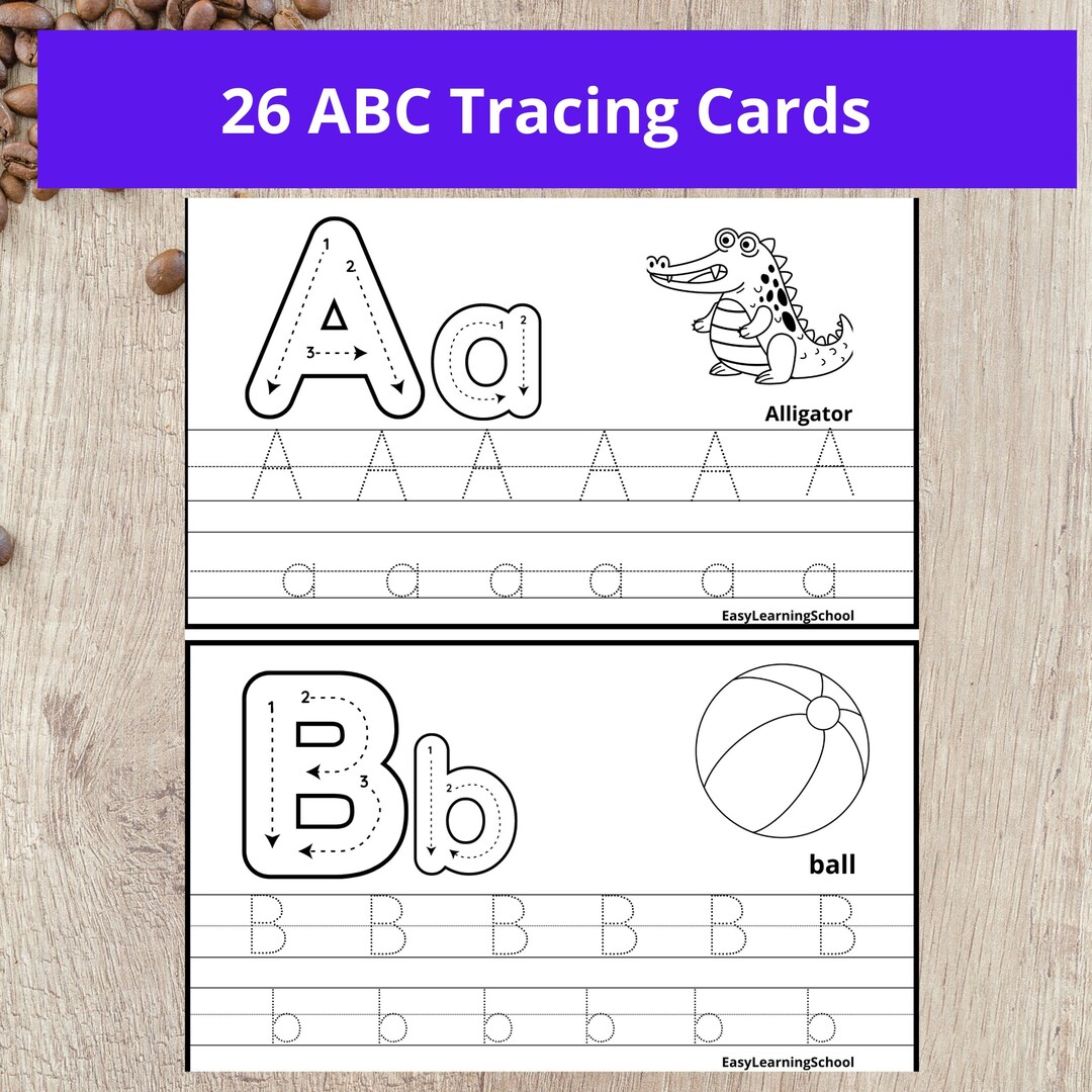 Kindergarten Prek Letters Worksheets |26 ABC Phonics Tracing Cards ...
