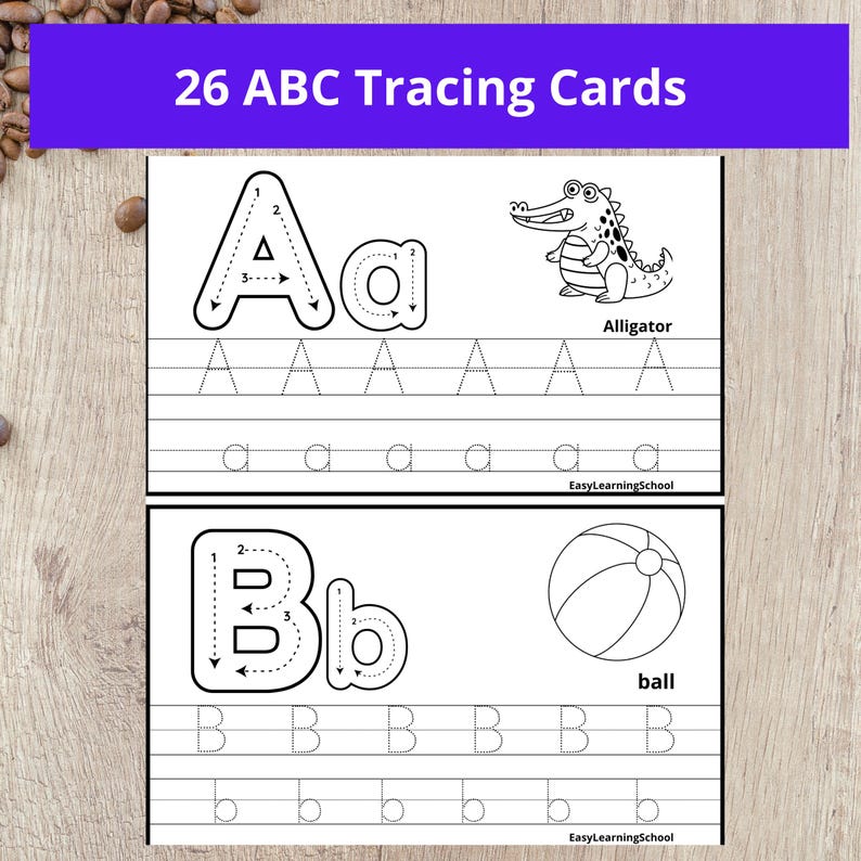 Kindergarten Prek Letters Worksheets |26 ABC Phonics Tracing Cards ...