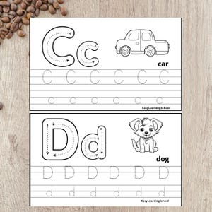 Kindergarten Prek Letters Worksheets |26 ABC Phonics Tracing Cards ...