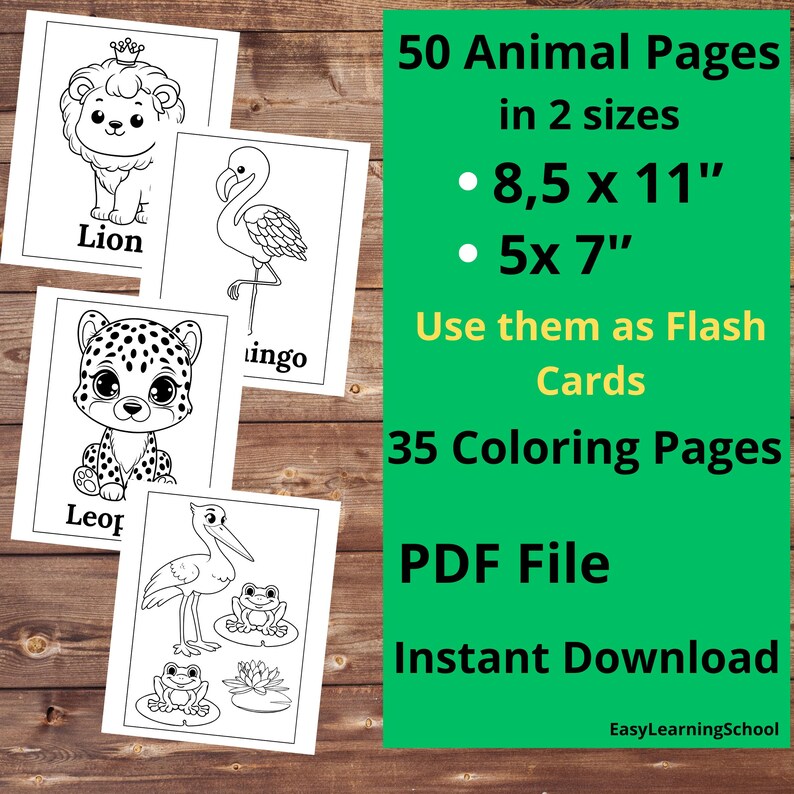 Jungle Safari Animals Coloring Book| Printable Zoo Animals Coloring ...