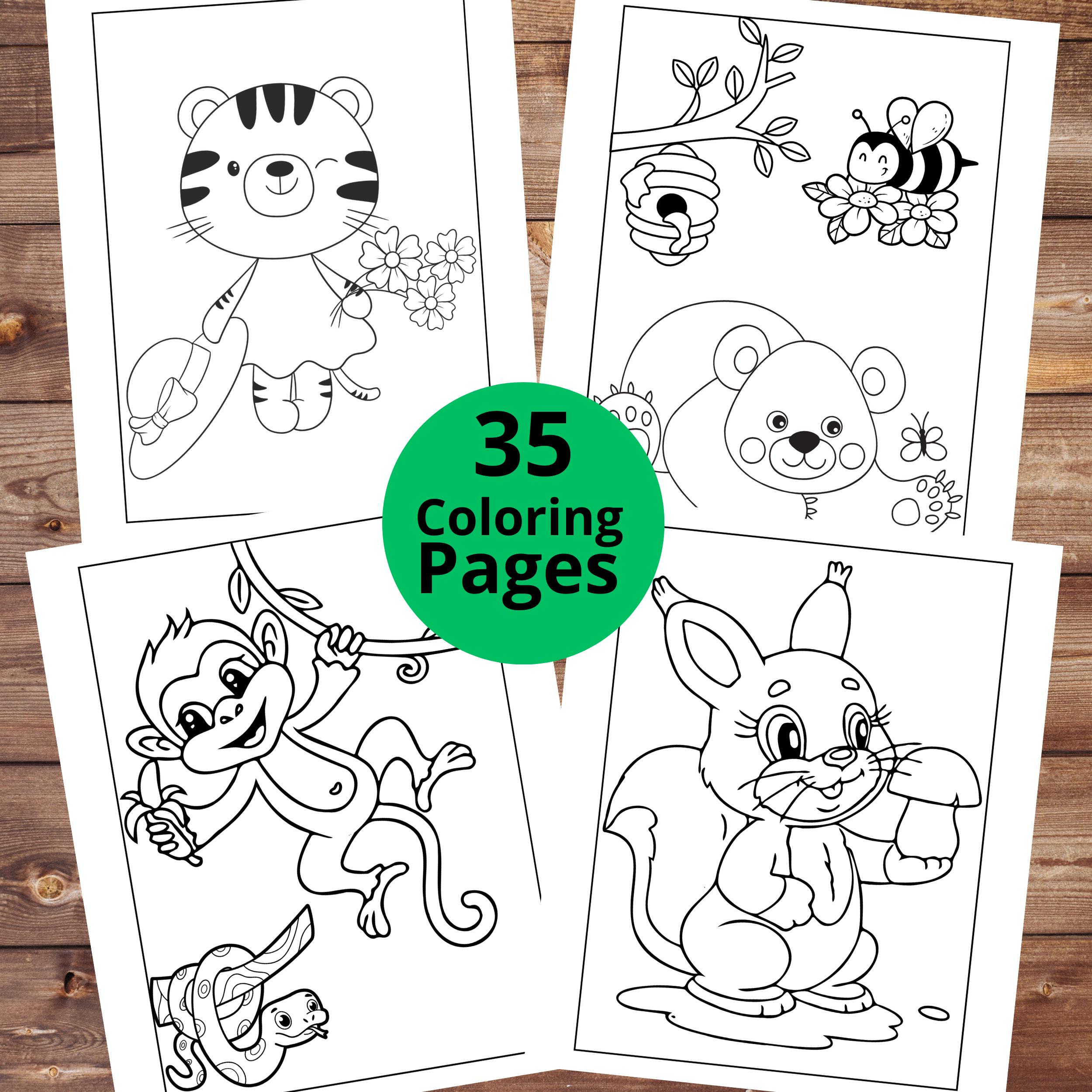 Jungle Safari Animals Coloring Book| Printable Zoo Animals Coloring ...