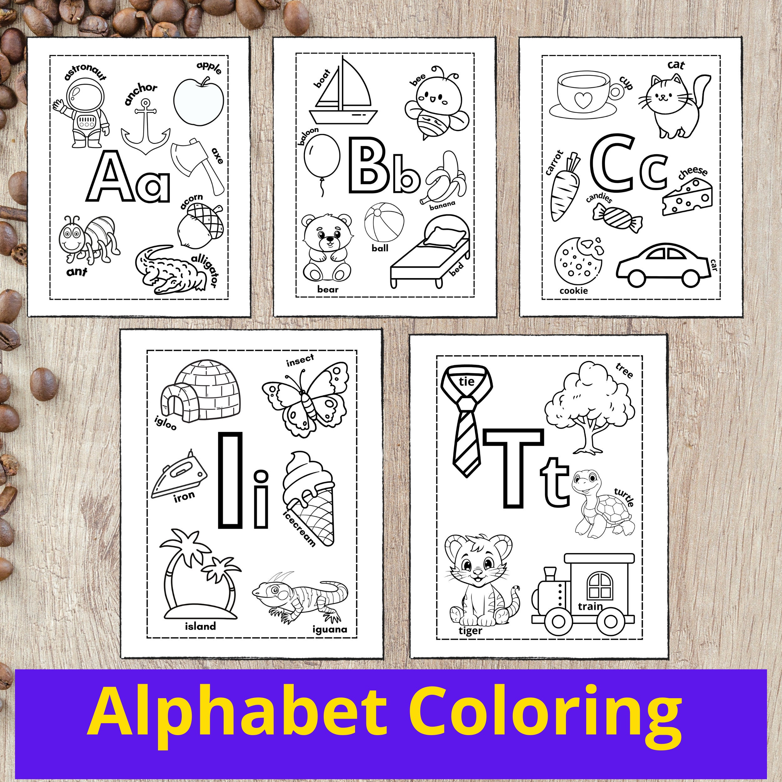 Printable Animal Alphabet Coloring Baby Alphabet Book Baby Shower Abc ...
