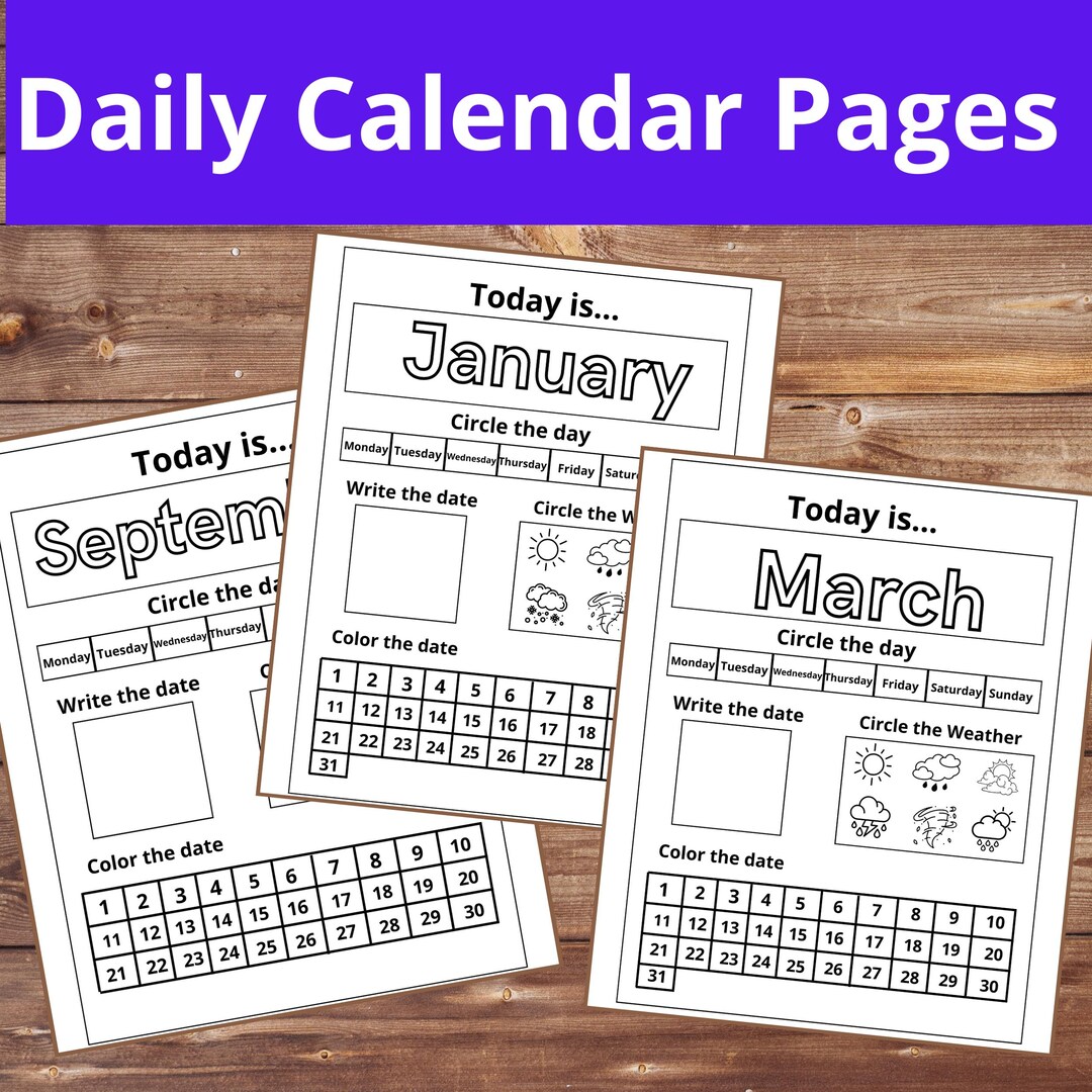 Daily Kids Calendar| Digital Preschool Monthly Calendar| Desk Calendar ...