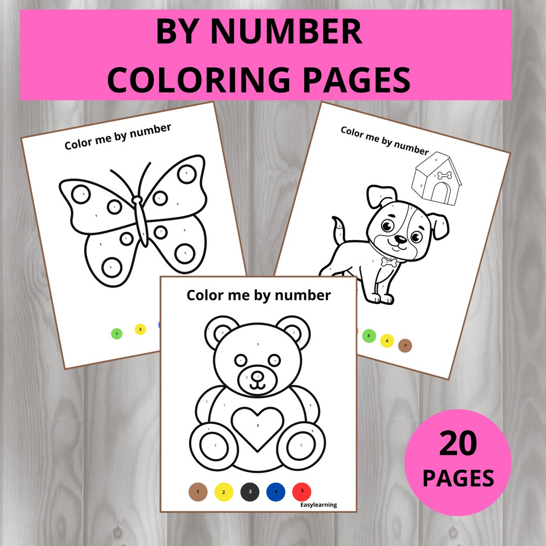 Color by Number Pages Kids Toddlers Easy Coloring Preschool Activity ...