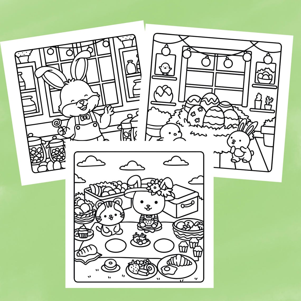 Cozy Scene Coloring Pages| Easter Coloring Pages|bold and Easy Coloring ...