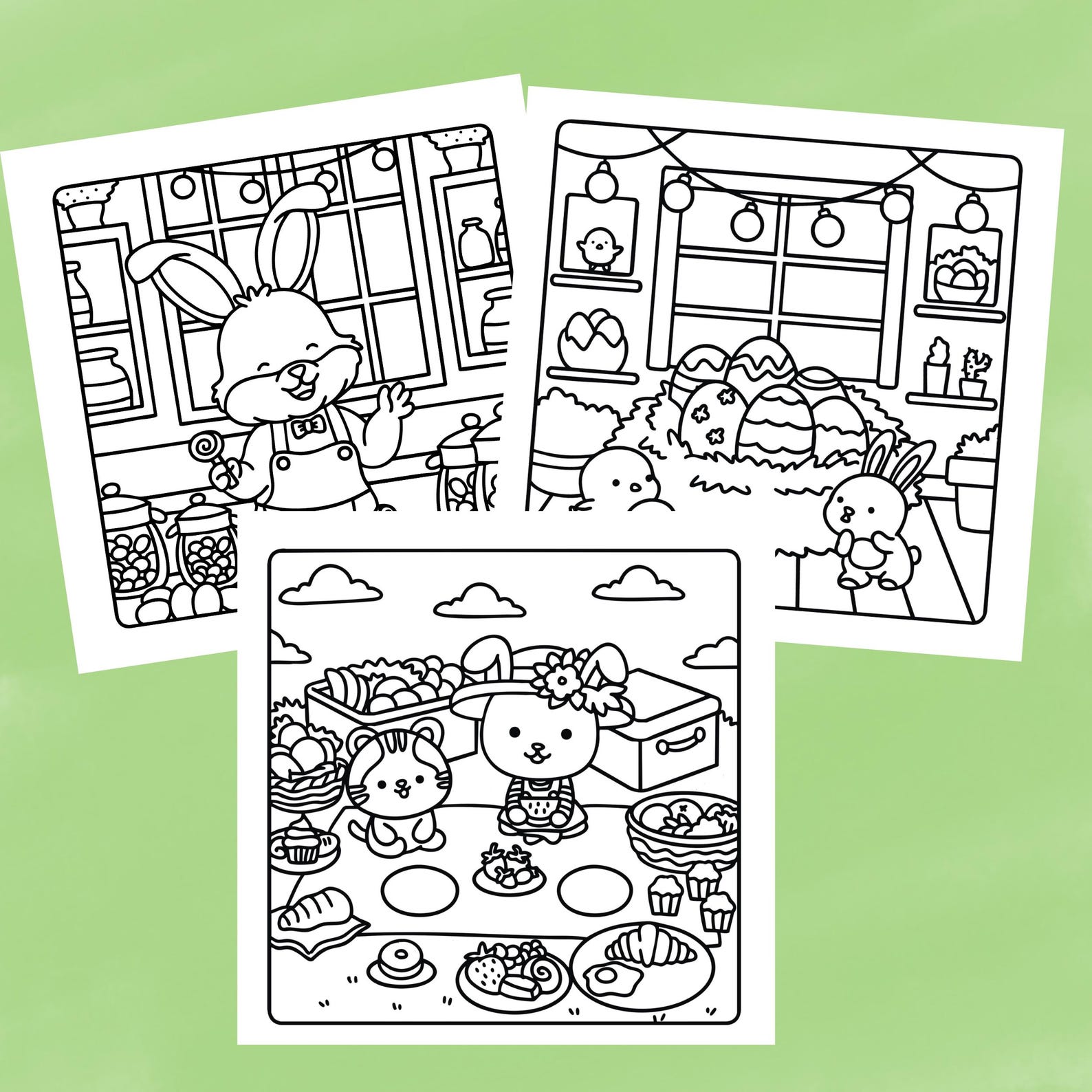 Cozy Scene Coloring Pages| Easter Coloring Pages|bold and Easy Coloring ...