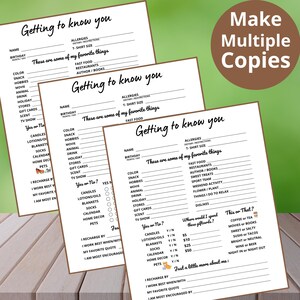 Team Building Get to Know Me Questionnaire Printable | Employee ...