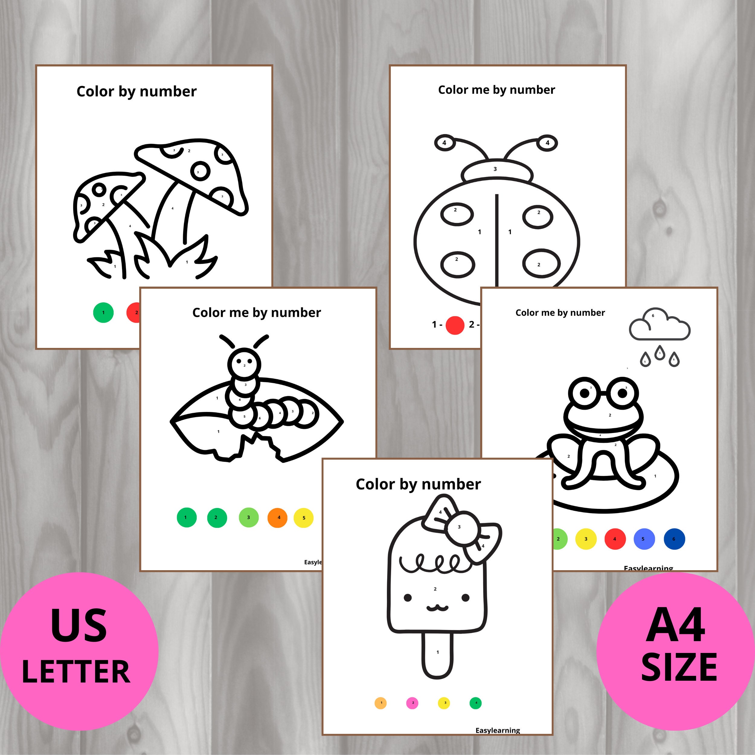 Color by Number Pages Kids Toddlers Easy Coloring Preschool Activity ...