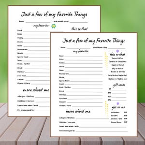 Favorite Things List | Employee Favorites | Favorites Survey | Team ...