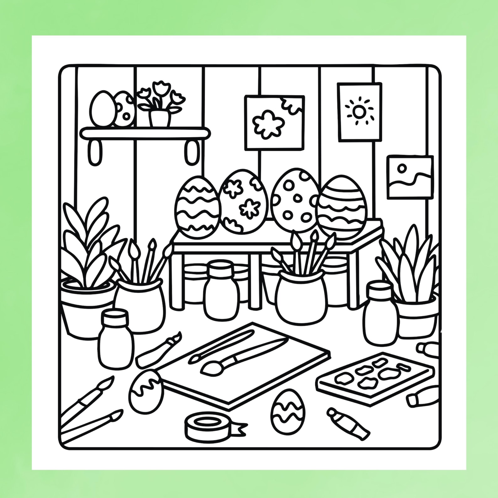 Cozy Scene Coloring Pages| Easter Coloring Pages|bold and Easy Coloring ...