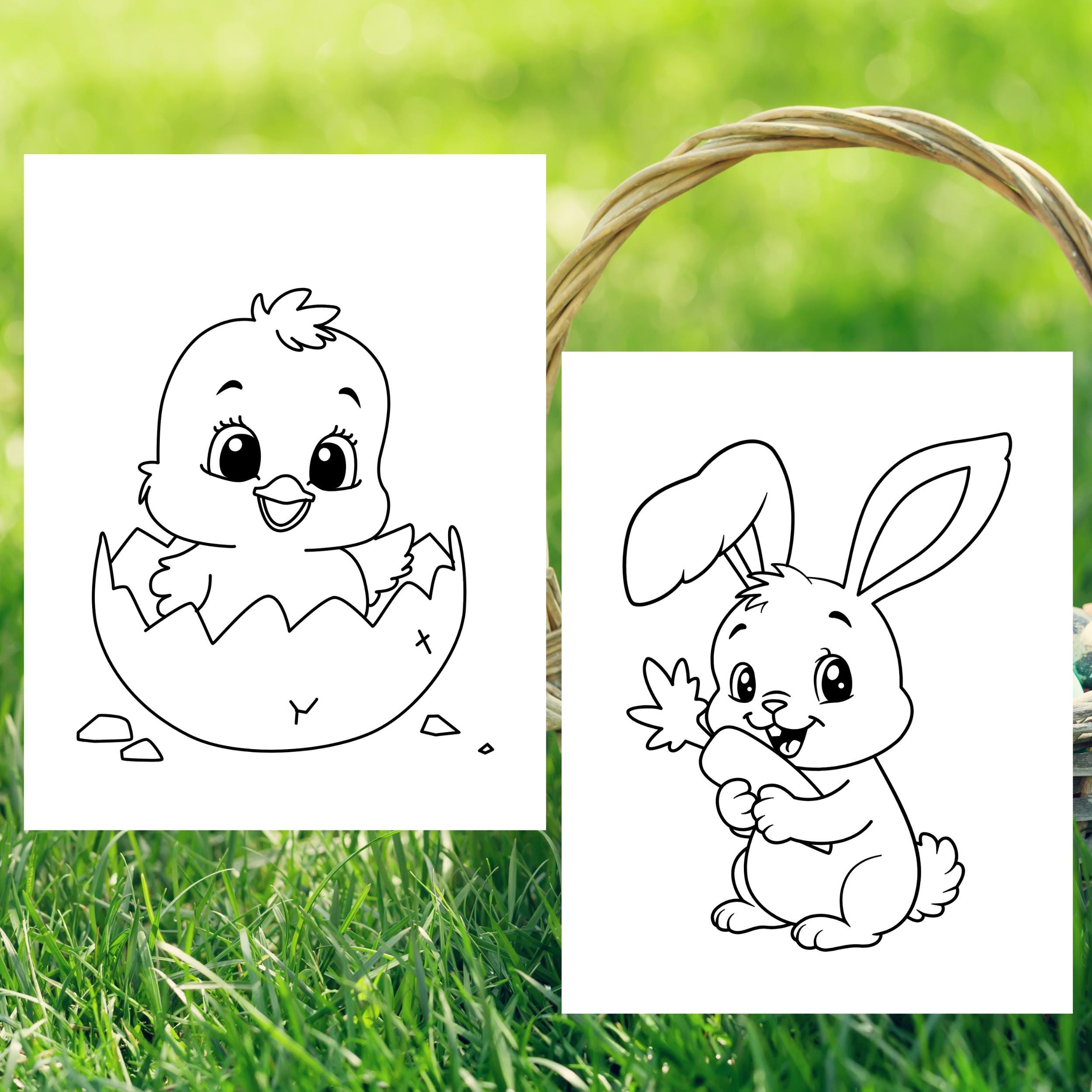 Easter Easy Coloring Pages for Kids Toddlers Preschoolers| Simple ...