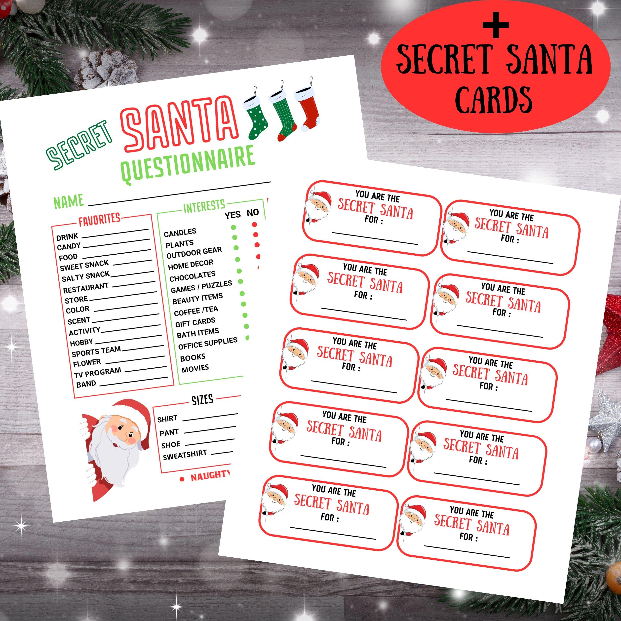 Secret Santa Gift Questionnaire | Secret Santa Survey|gift Exchange ...