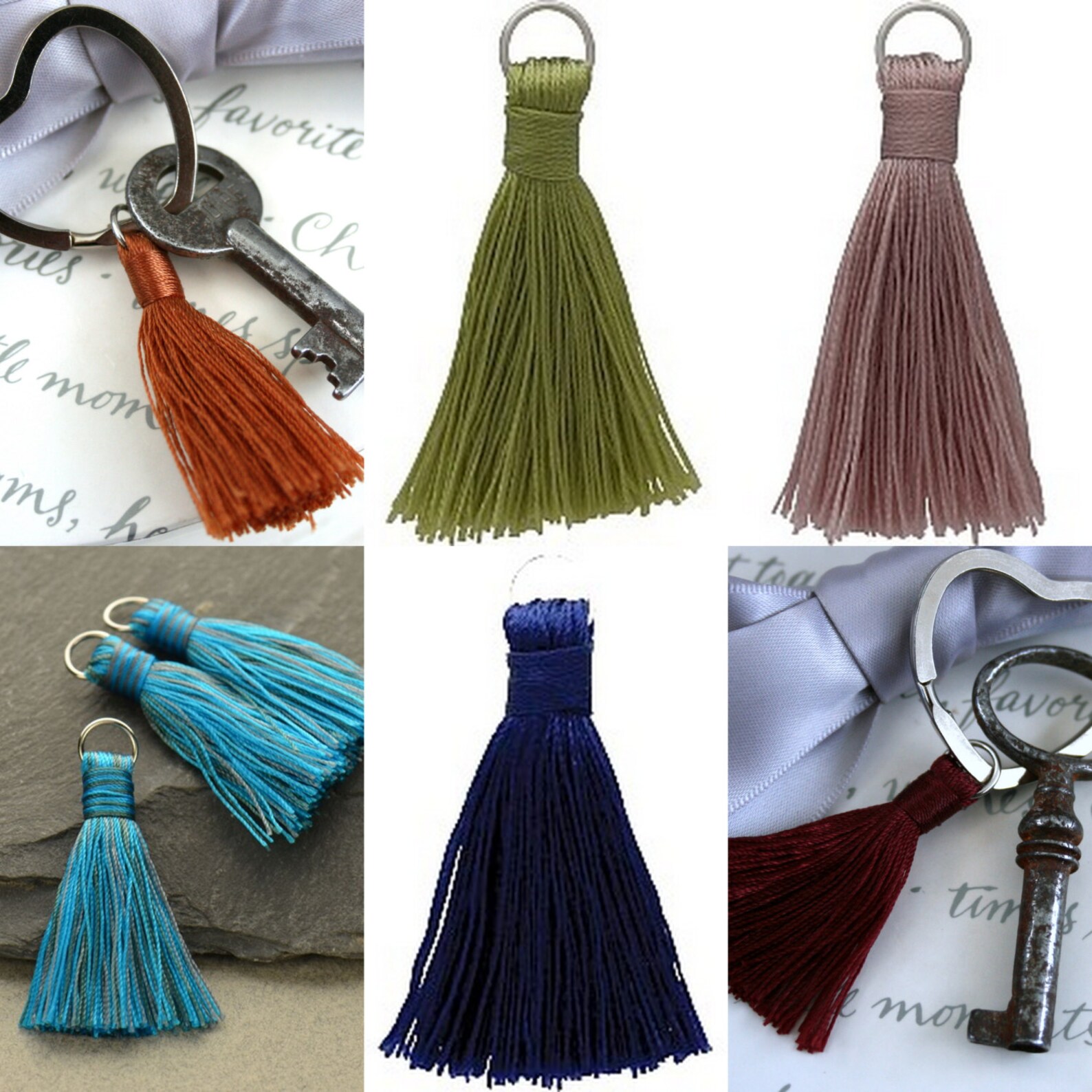 Antique Key and Tassel Key Ring in Six Color Choices - Etsy