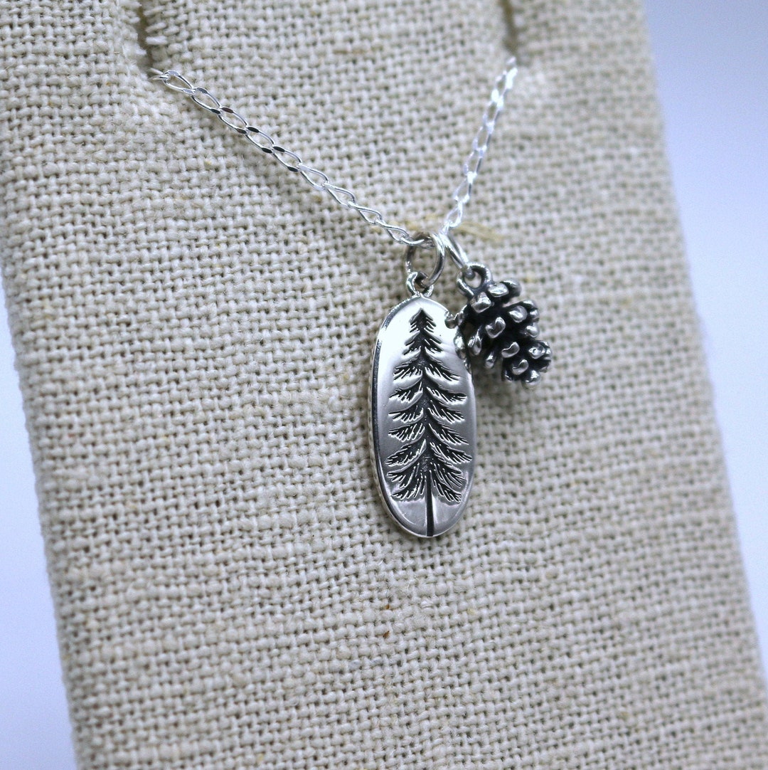 Pine Tree Necklace With Optional Pine Cone Charm With 18 - Etsy