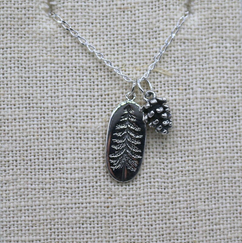 Pine Tree Necklace With Optional Pine Cone Charm With 18 - Etsy