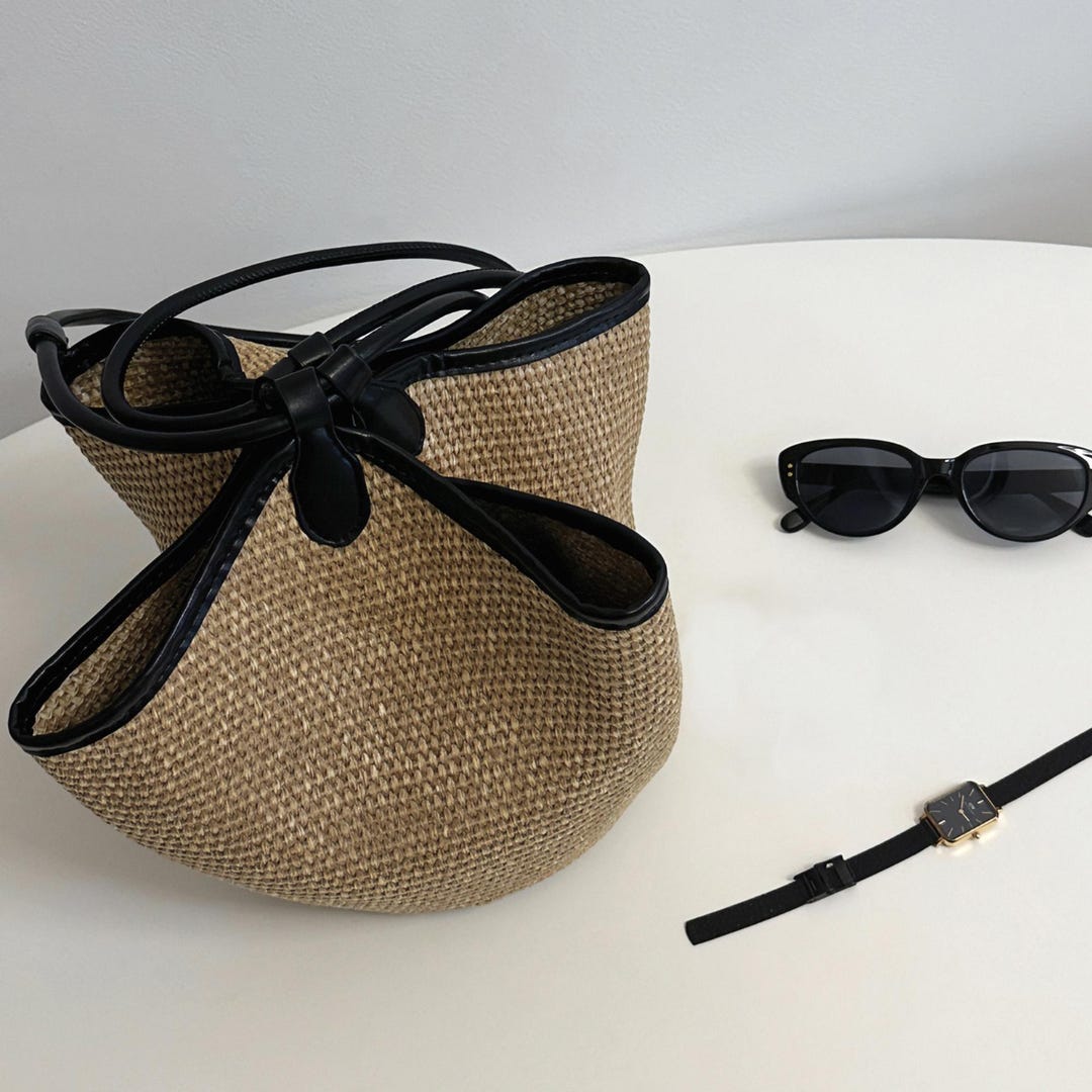Raffia Shoulder Bag, Small Straw Bag, Raffia Handbag - Etsy