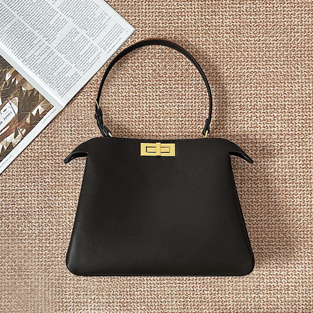 Minimal Leather Handbag, Cow Split Leather Tote Bag, Design Shoulder ...