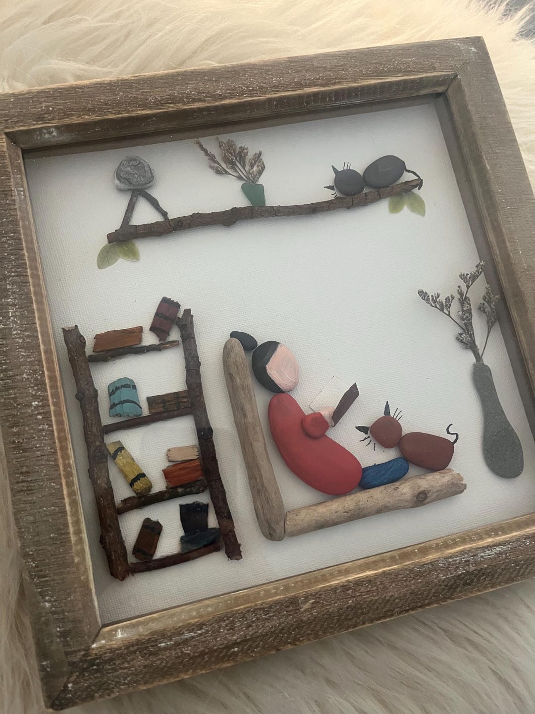 Personalised Library, Reading, Bookshelf Pebble Art - Etsy