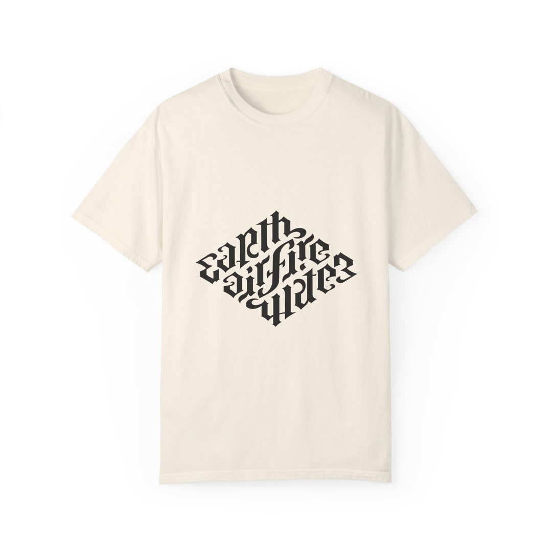 Ambigram for Wind, Fire, Earth and Water Unisex Garment-dyed T-shirt - Etsy