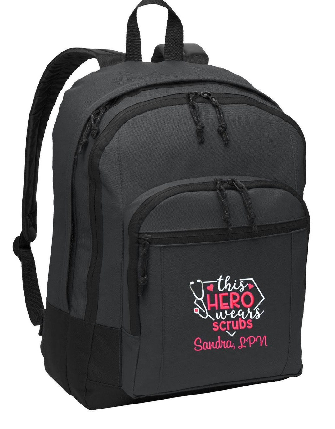 Personalized Nurse Backpack Custom Embroidered Heart Stethoscope RN CNA ...