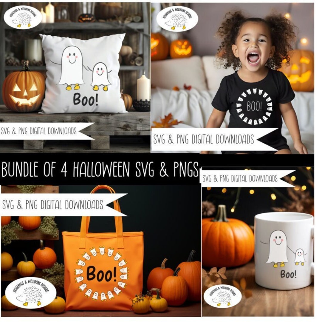Halloween Bundle of Svgs and Pngs - Cute Ghosts, Circle of Ghosts, Pair ...