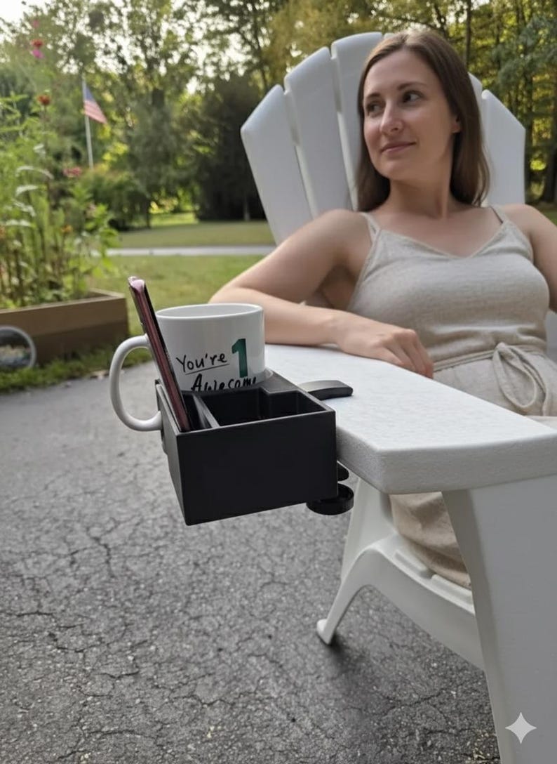 Clamp-on Cup and Phone Holder for Chairs, Desks, Outdoor Use - Etsy