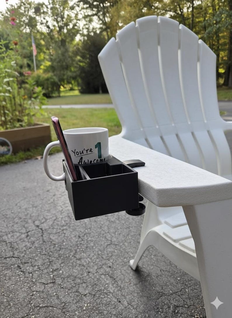 Clamp-on Cup and Phone Holder for Chairs, Desks, Outdoor Use - Etsy