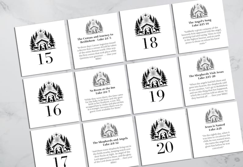 Advent Scripture Cards Printable, Printable Advent Verses, Christmas ...