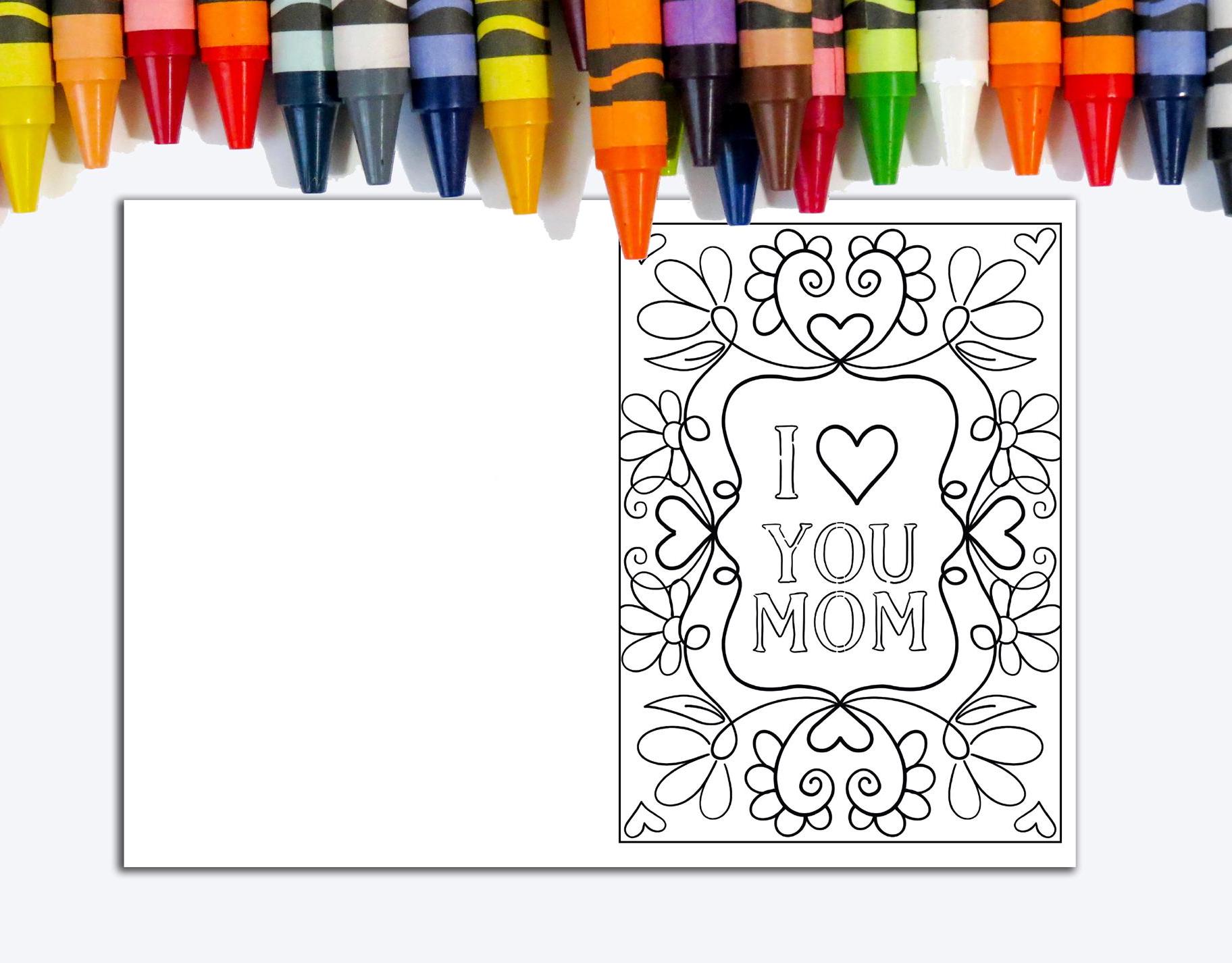 Printable Mothers Day Crafts for Kids, Coloring Card Kids, Coloring ...