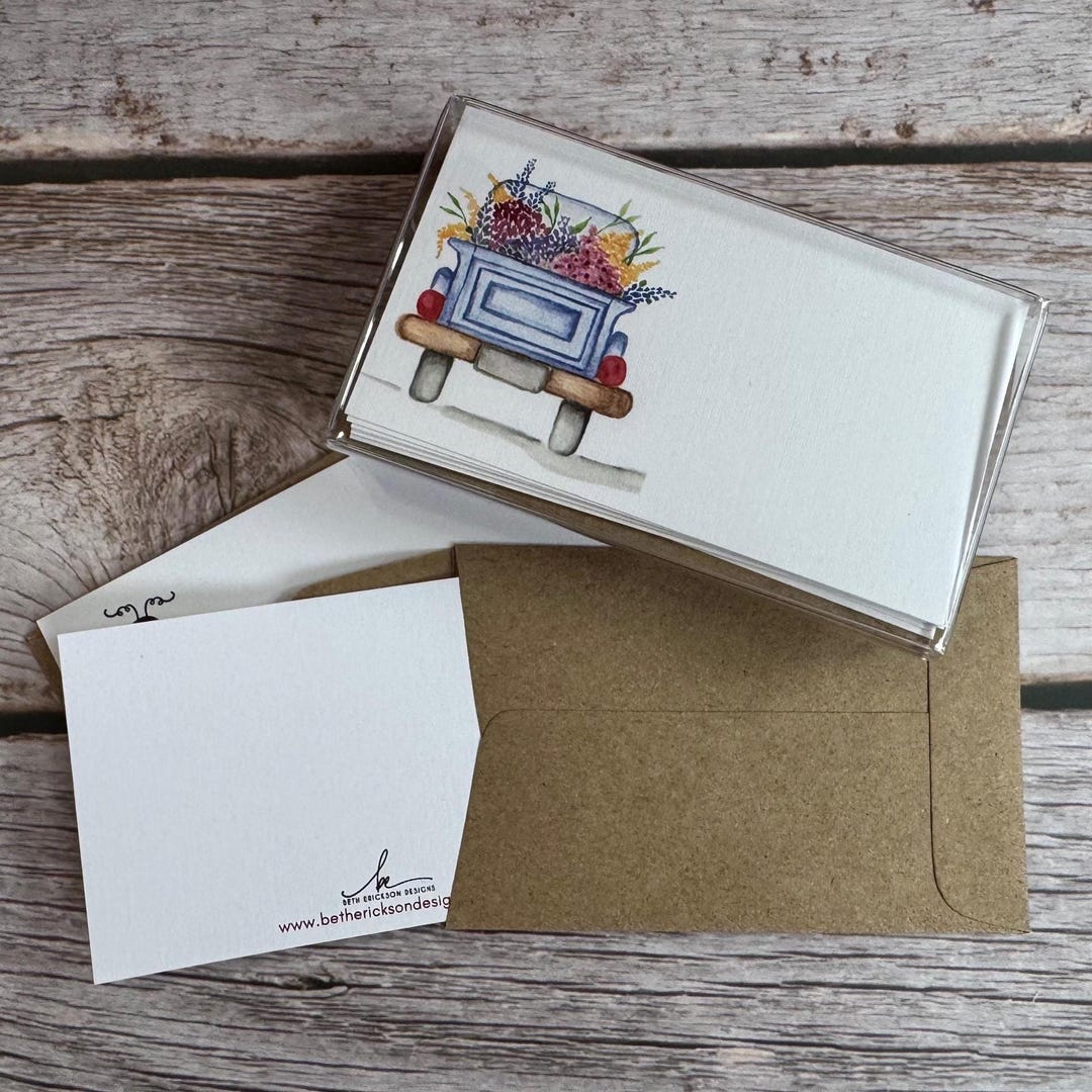 Vintage Truck Notecards, Gift Enclosure, Mini Enclosure Cards With ...