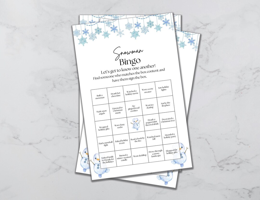 Winter Bingo Cards, Snowman Bingo Game, Ice Breaker Bingo, Mix and ...