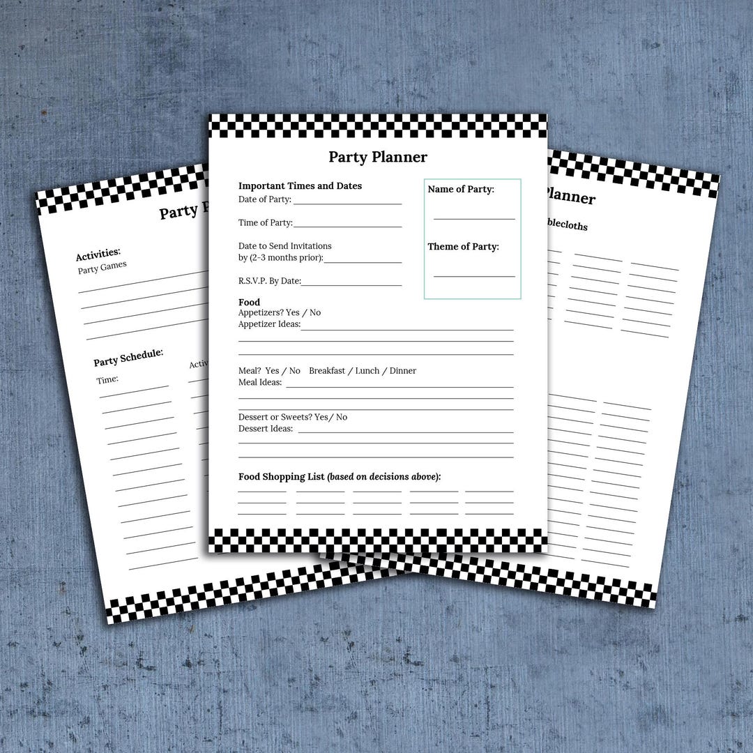 Event Planner Printable, Party Planner Printable, Simple Party Planner ...