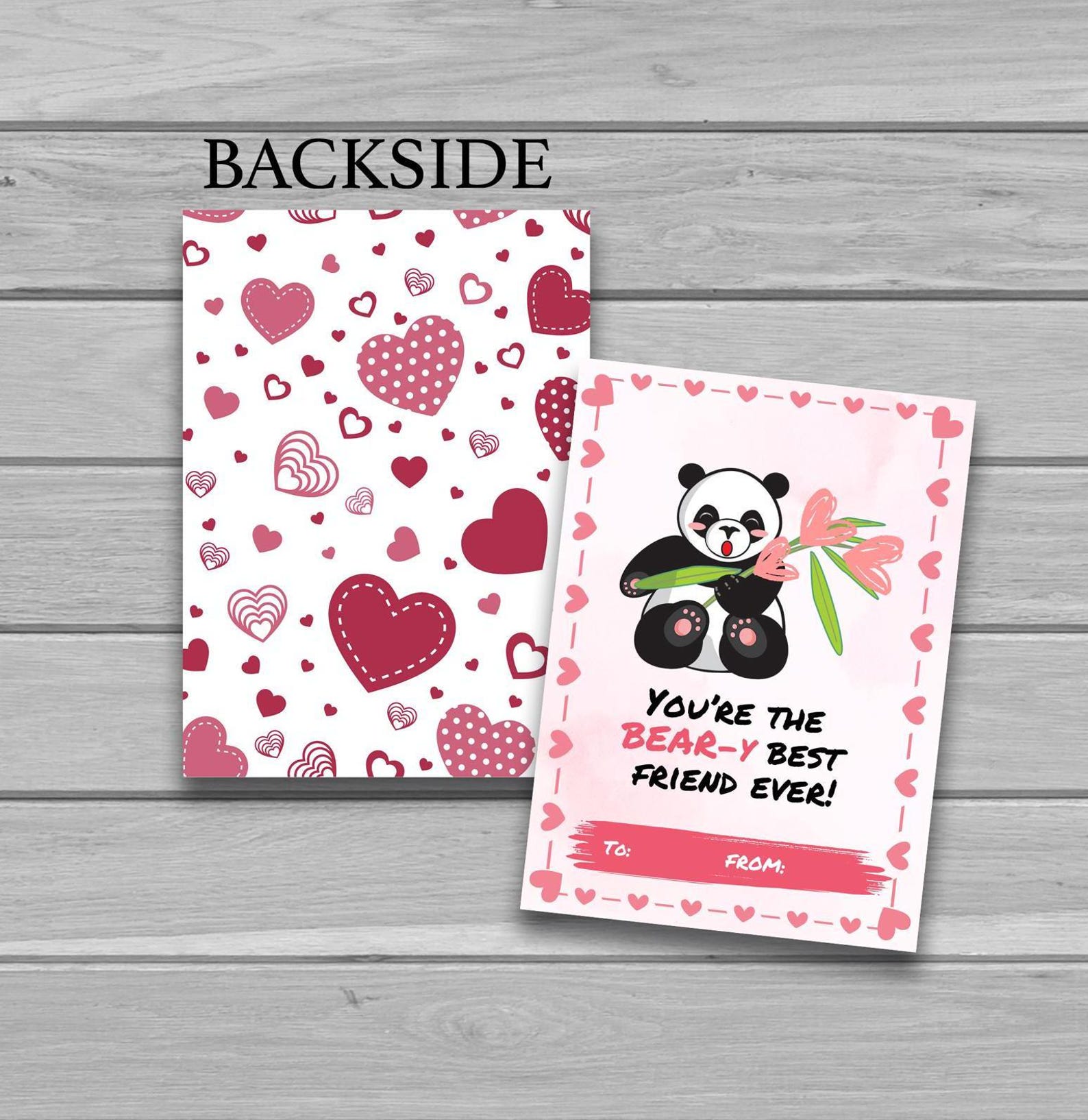 Kids Valentines Printable, Panda Valentine Cards, Beary Much Valentines ...