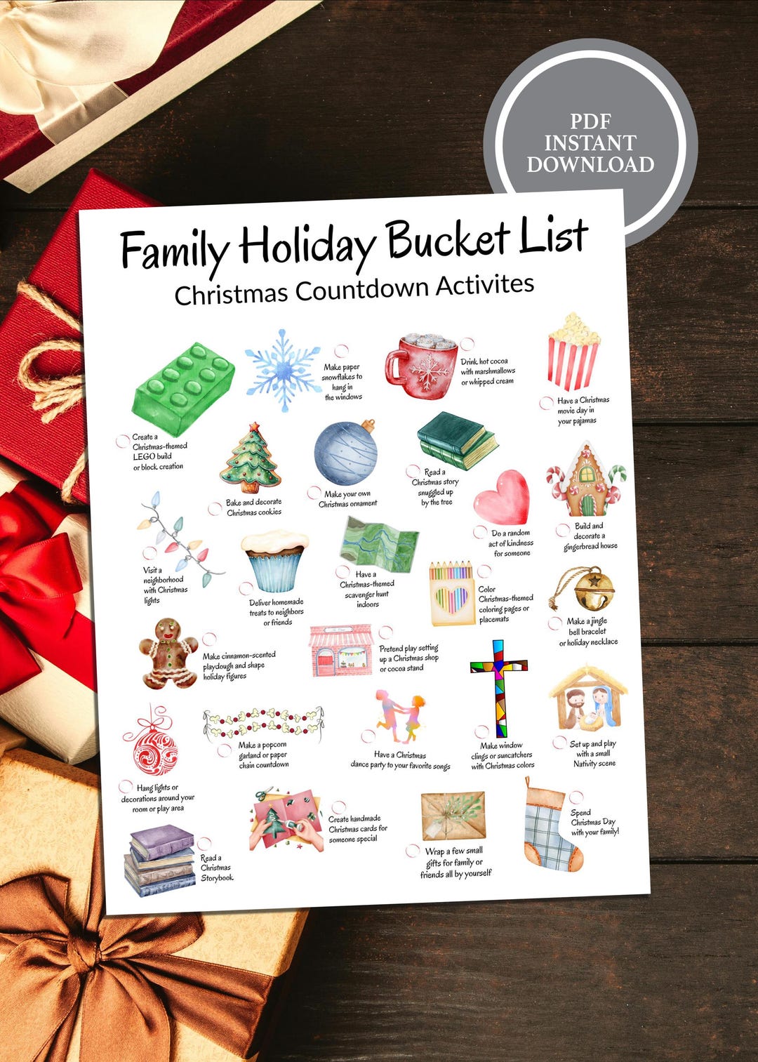 Christmas Bucket List, Holiday Bucket Lists, Kids Bucket List Printable ...