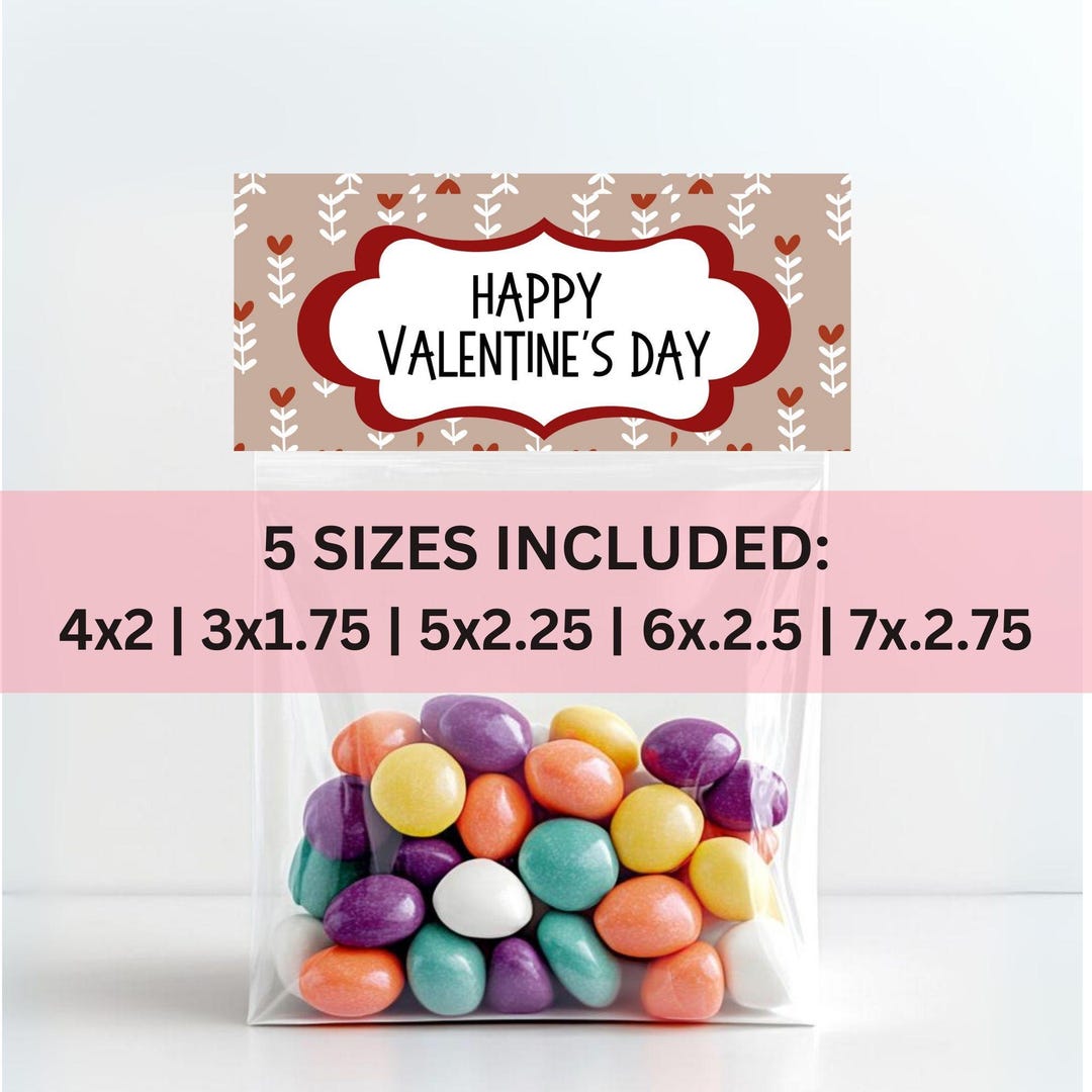 Printable Treat Bag Topper, Valentines Day Treat Bag Toppers, Treat Bag ...
