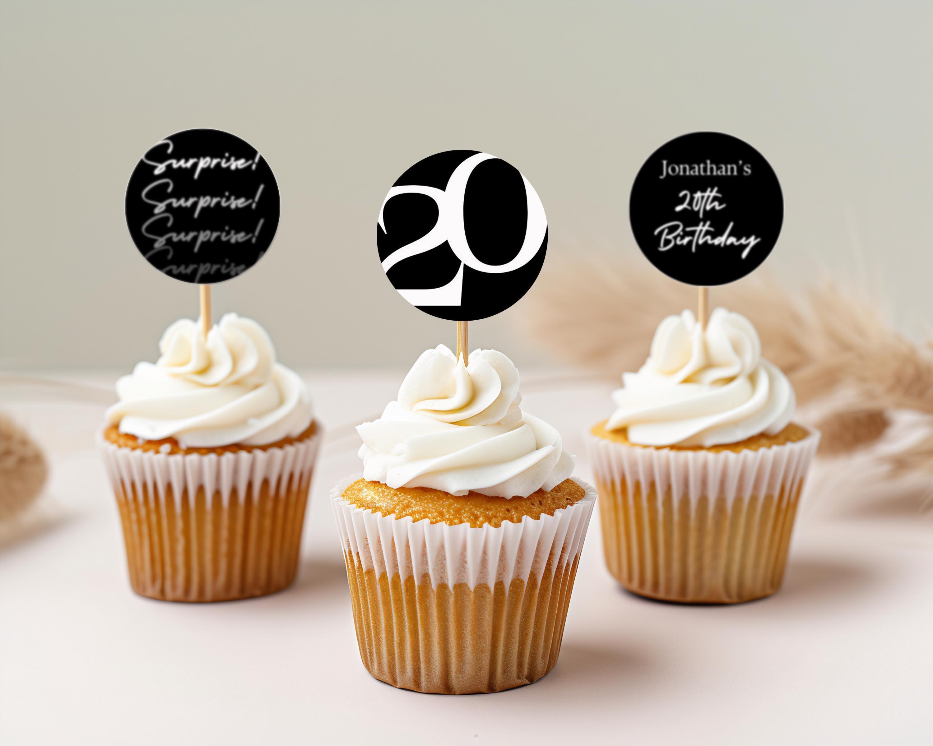 Cupcake Topper Template, Milestone Cake Topper, 20th Birthday Cupcake ...