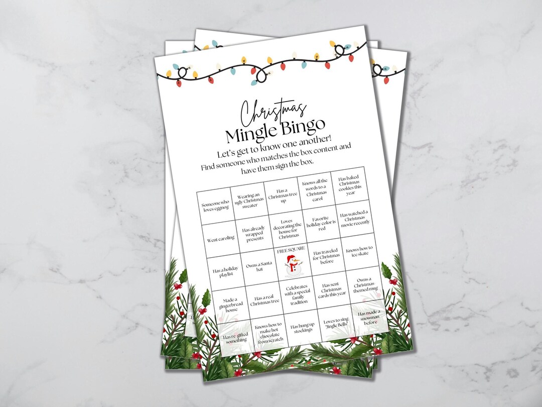 Mix and Mingle Bingo, Christmas Bingo, Christmas Party Games for Adults ...