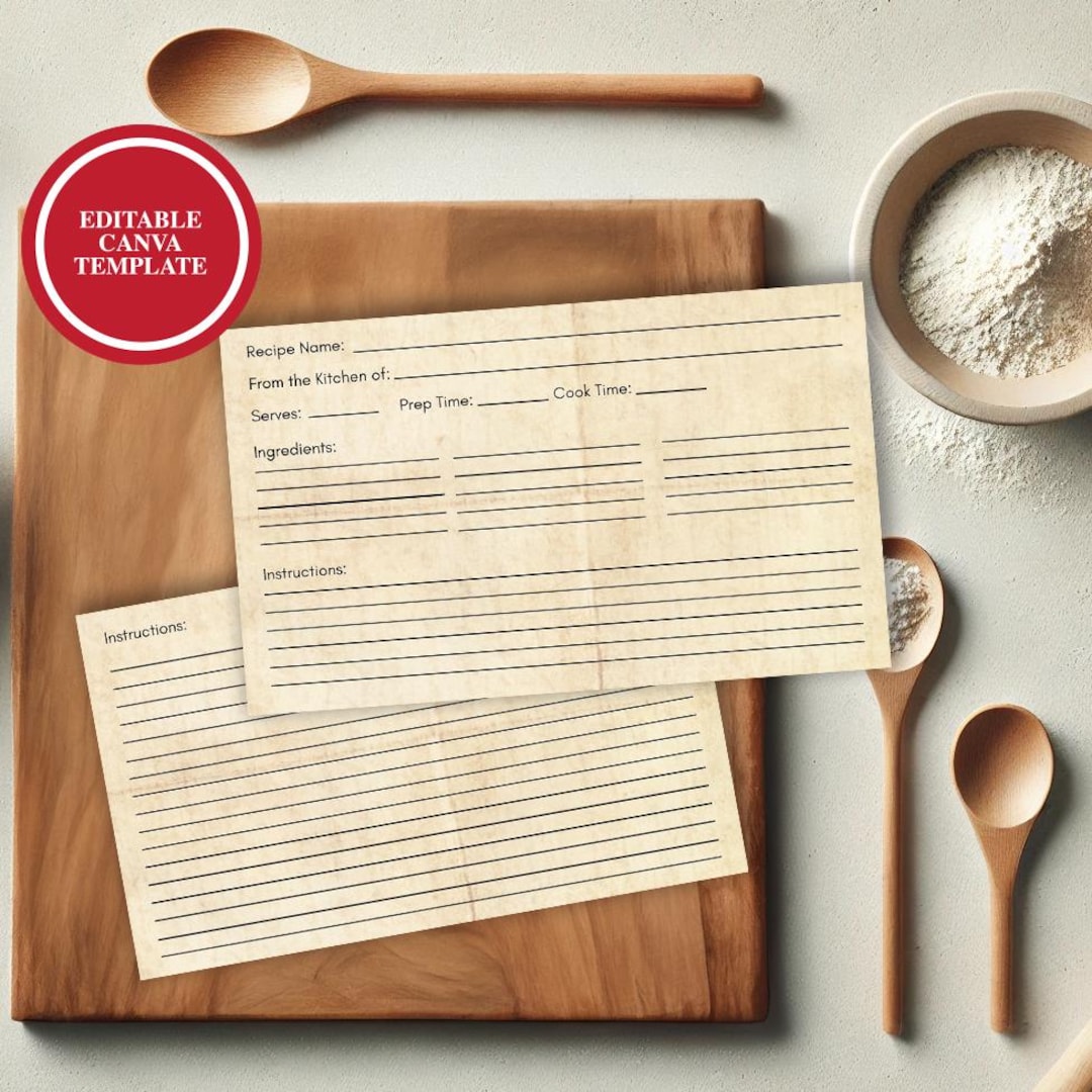 Simple Recipe Card, Recipe Card Canva Template, Recipe Card Template ...